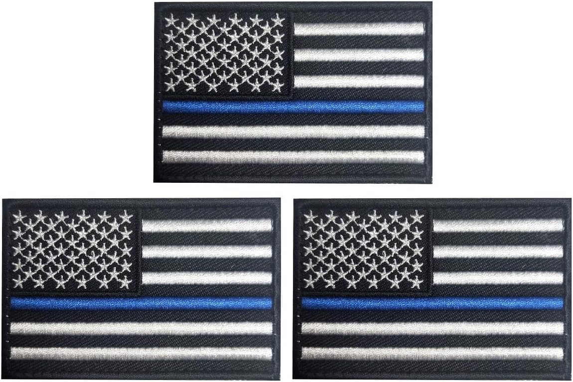 Amazon.com: 3 Pack American Thin Blue Line Flag Patch US Police Flag ...