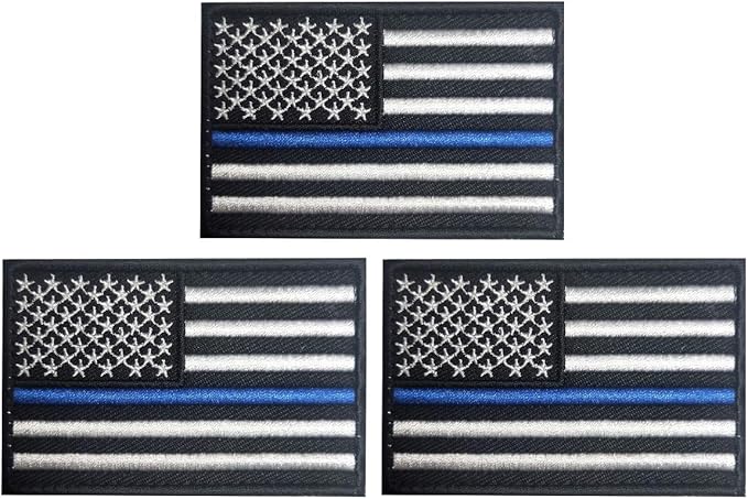 Amazon.com: 3 Pack American Thin Blue Line Flag Patch US Police Flag ...