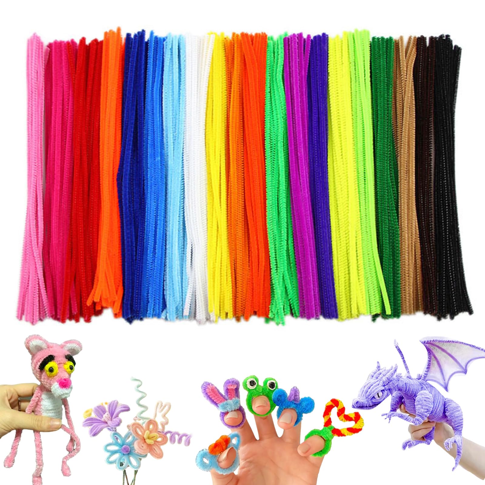 200 Pcs Flexible Strong Pipe Cleaners for Craft, 6mm*30cm Multi-colored ...