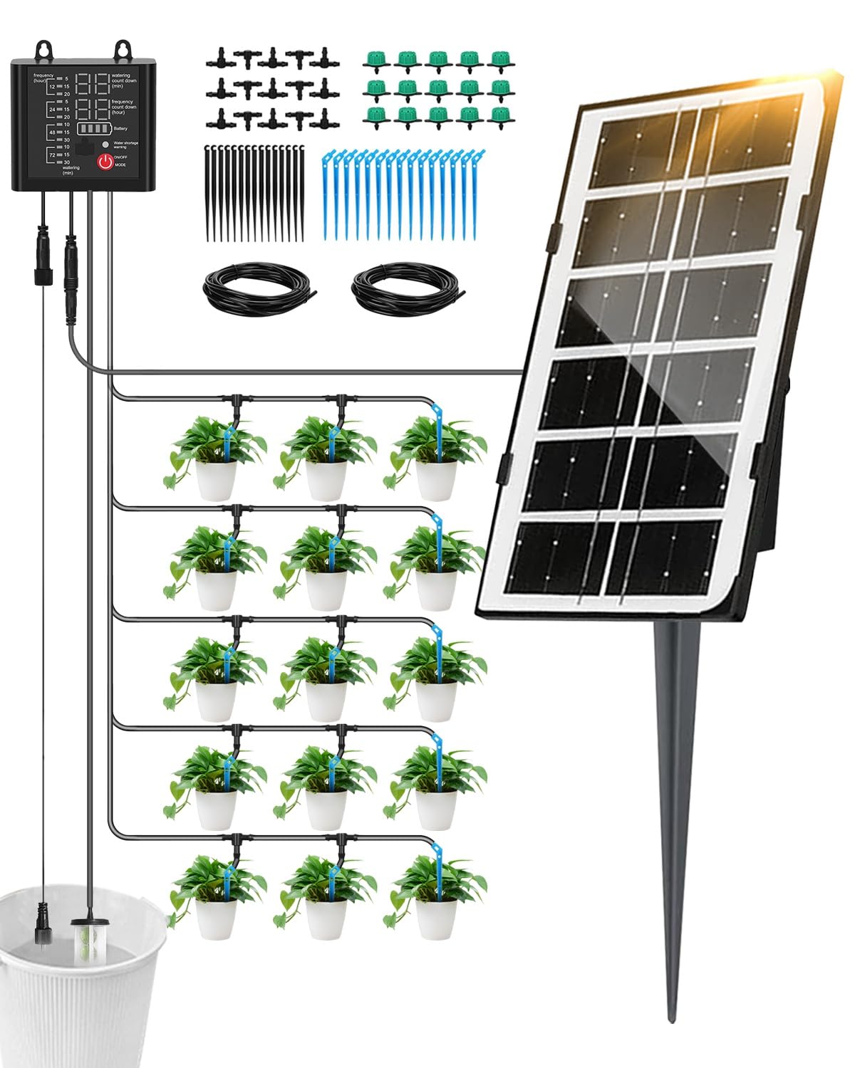 Snapklik.com : Solar Drip Irrigation System, Solar Powered Automatic Watering System For Potted ...