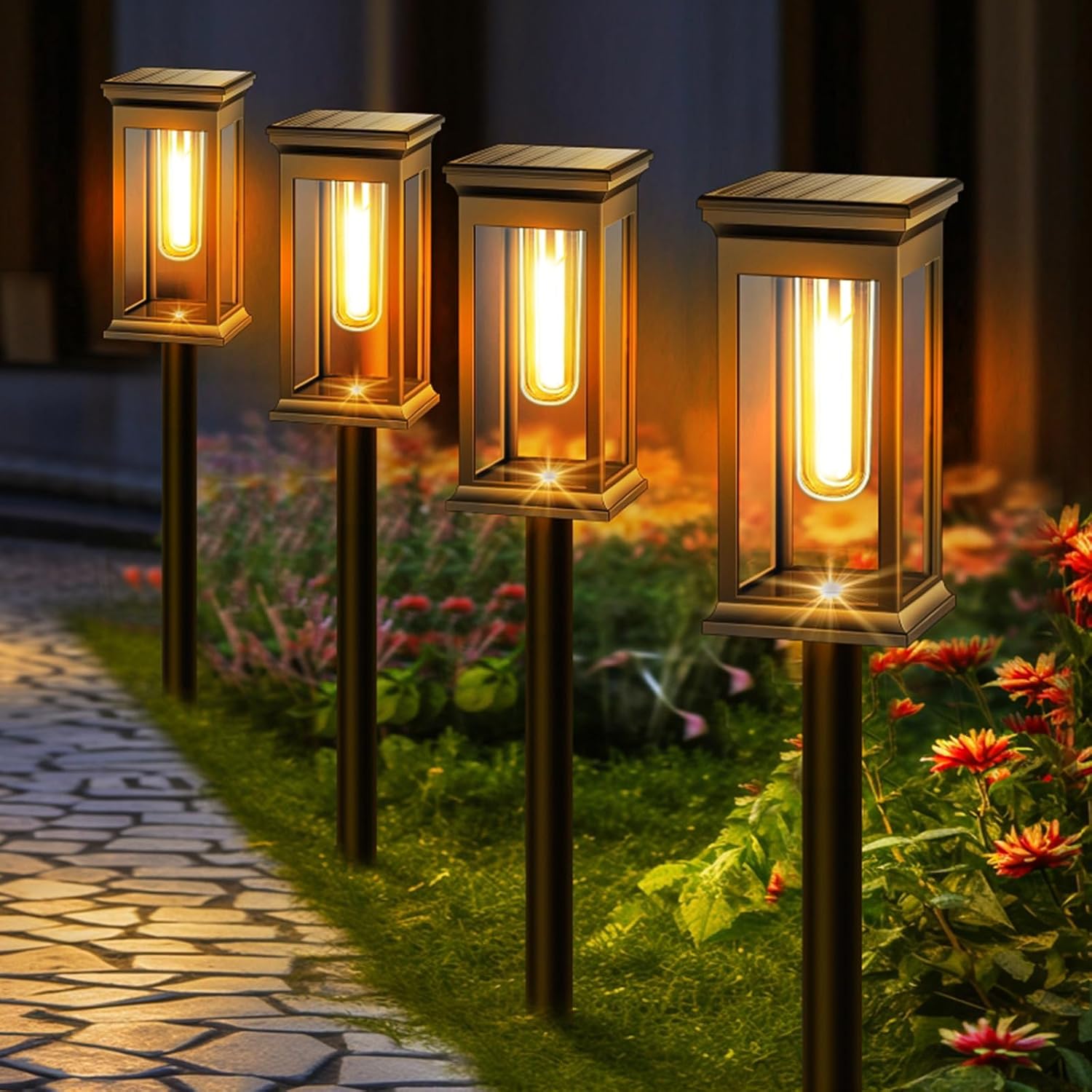 NESSTU Solar Pathway Lights Outdoor: 6 Pack Solar Lights Outdoor ...