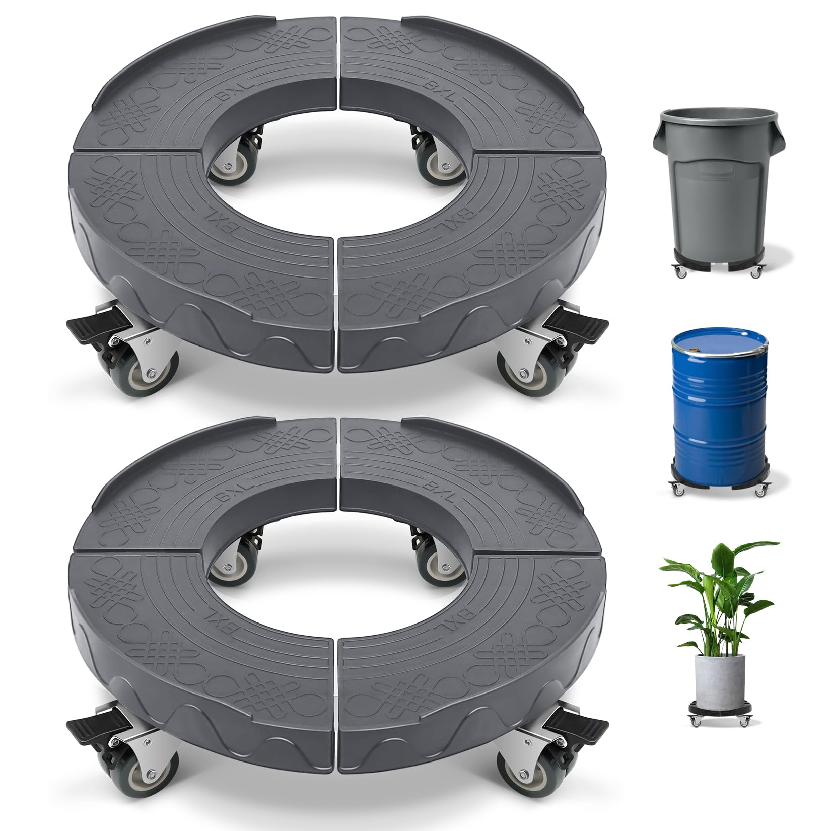 Amazon.com: Nefish Trash Can Dolly Wheels, 15-19 Inch Adjustable Round ...