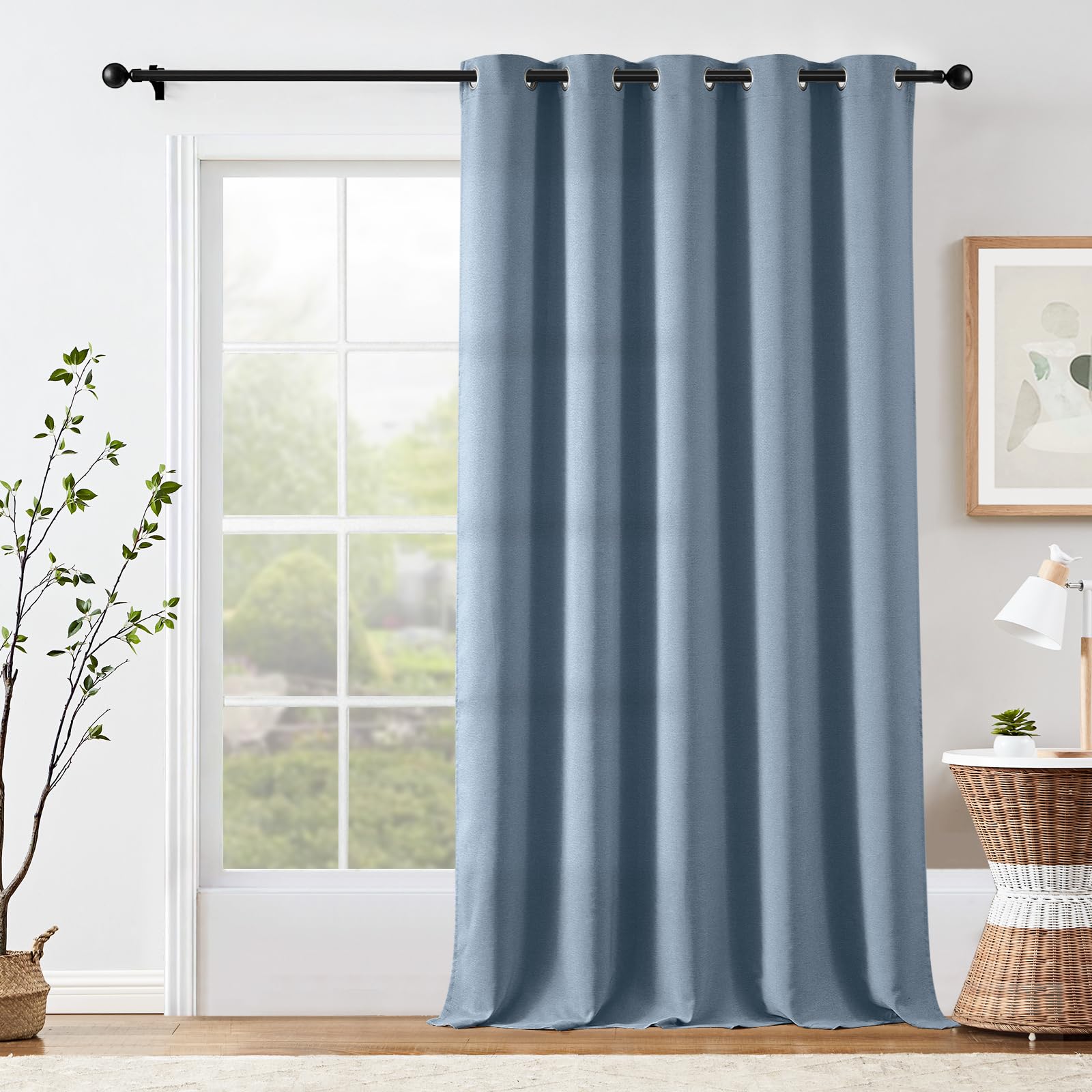 Amazon.com: jinchan 75% Blackout Curtain 96 Inch Length Light Denim ...