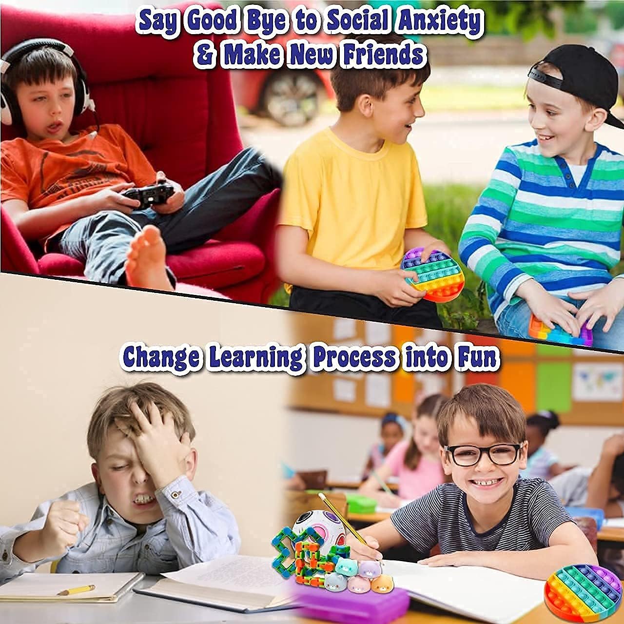 Fidgetfun 22 Pcs Fidget Toy Pack, Absolutely Safe Fidgets For Kids ...