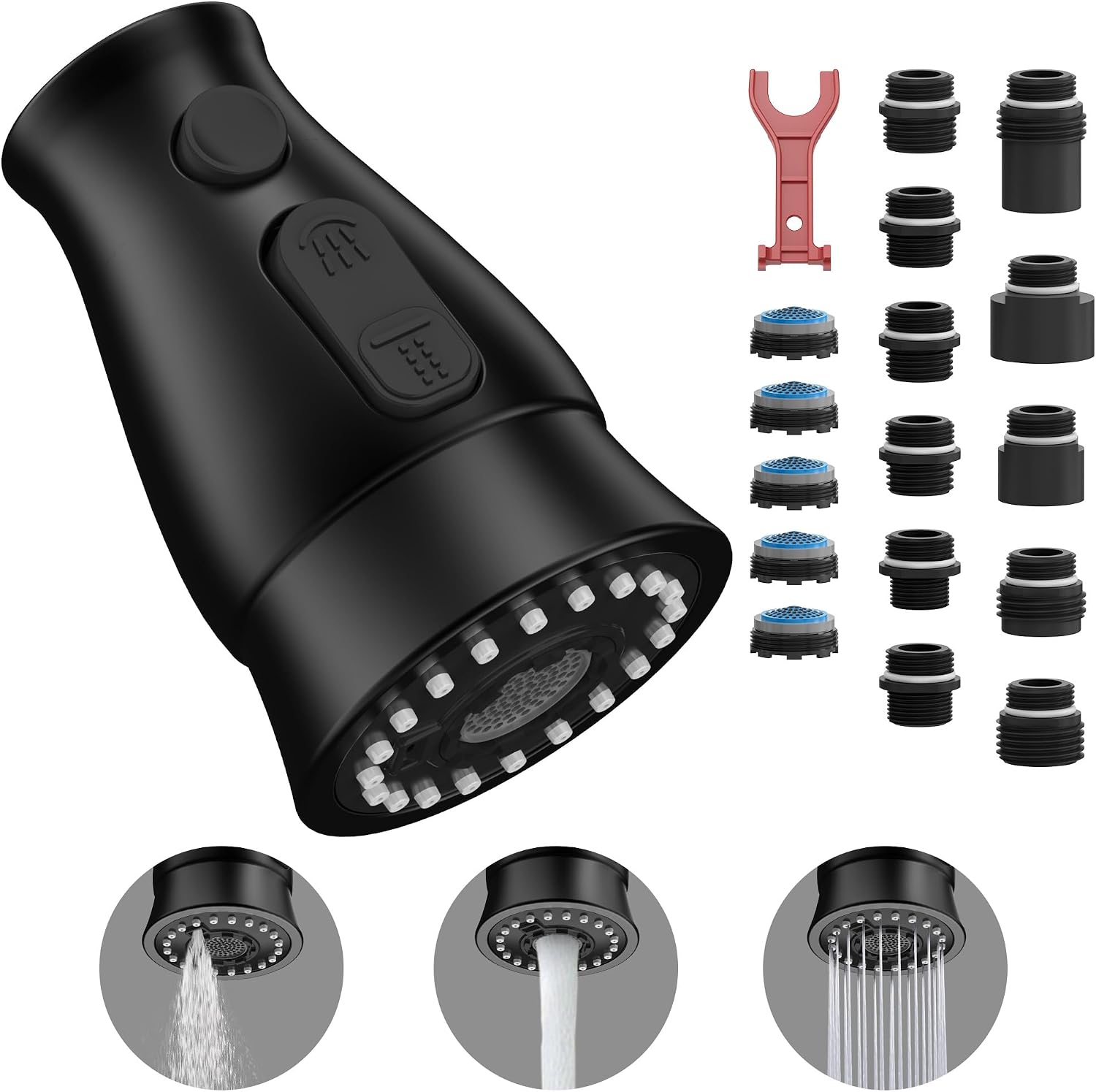 Amazon.com: ARRISEA Black Pull Down Spray Head for Kitchen Faucet ...