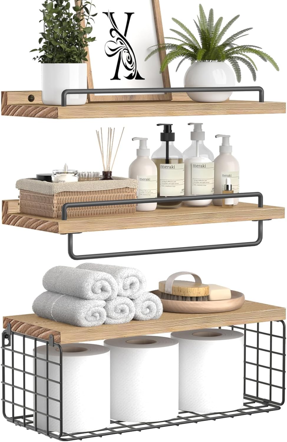Amazon.com: RYOFOBETTO Bathroom Shelves, Floating Shelves Over Toilet ...