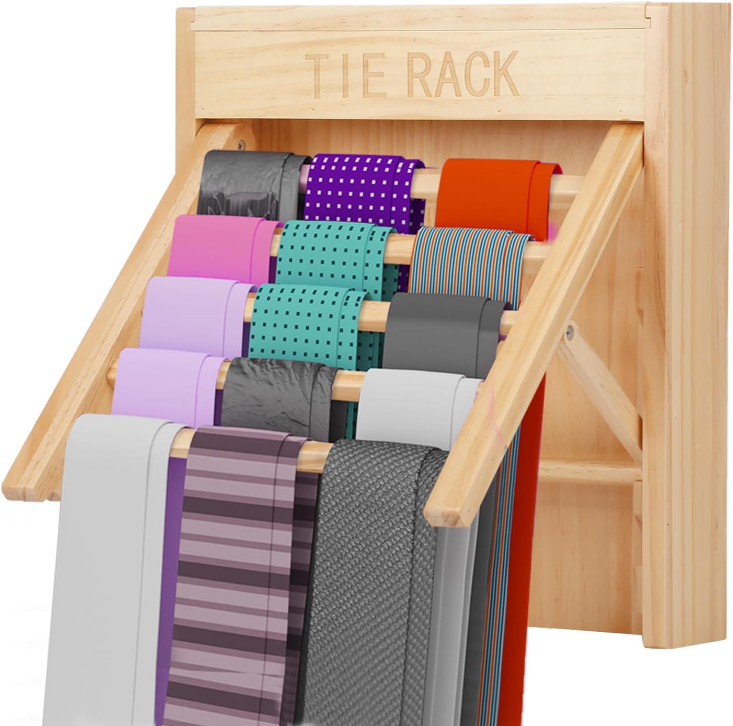 Amazon.com: lesolar Wooden Tie Hanger Organizer for Men, Wall Mounted ...