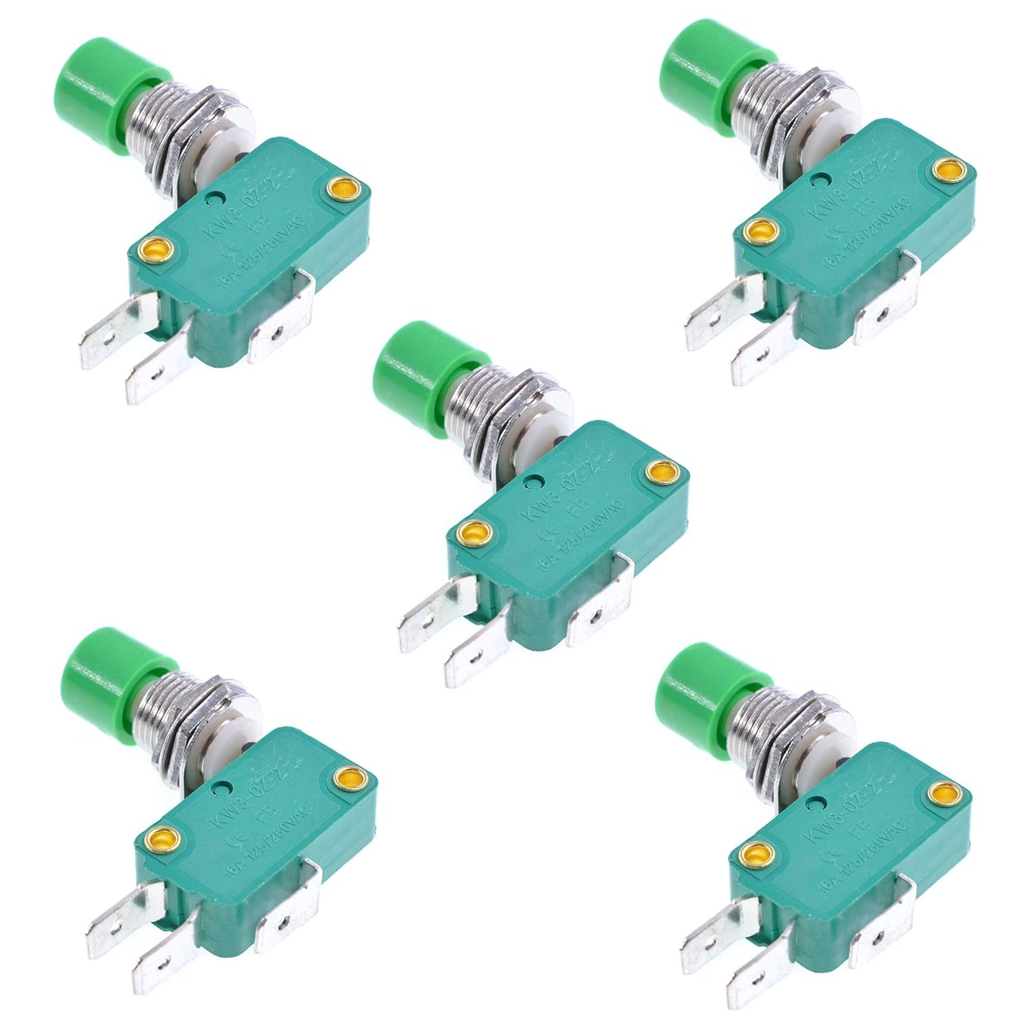 Oiyagai 5pcs DS438-448 Green SPDT Micro Push Button Switch AC 16A 125 ...