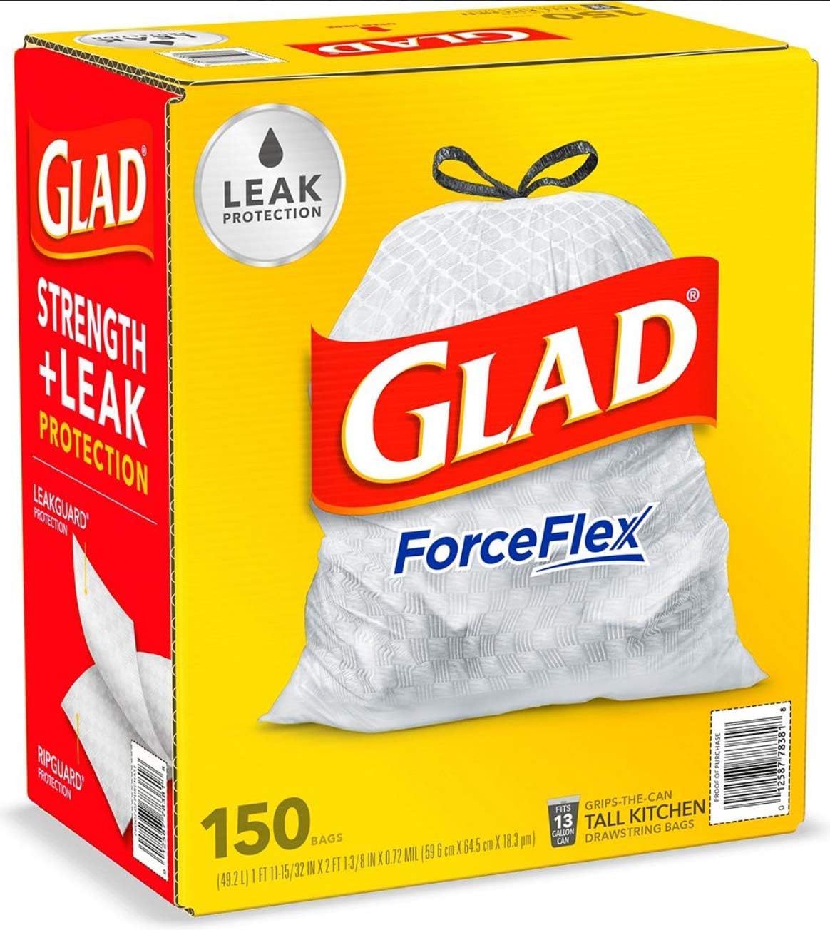 Amazon.com: Glad ForceFlex Protection Series Tall Kitchen Drawstring ...