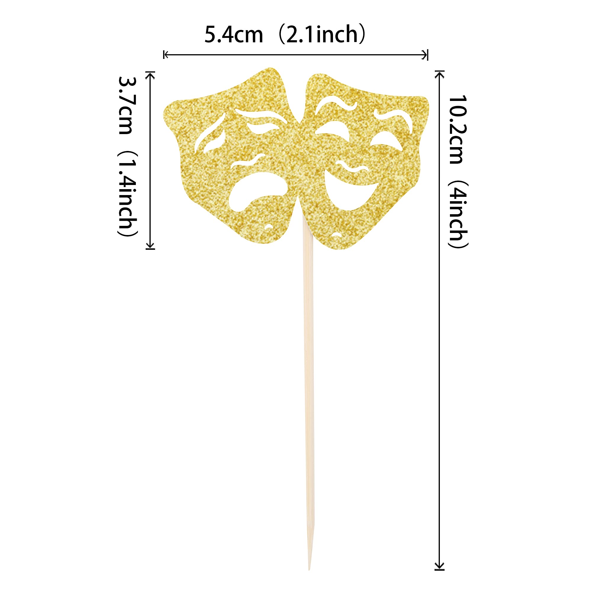 Snapklik.com : 24 PCS Theatrical Mask Cupcake Toppers Gold Glitter ...