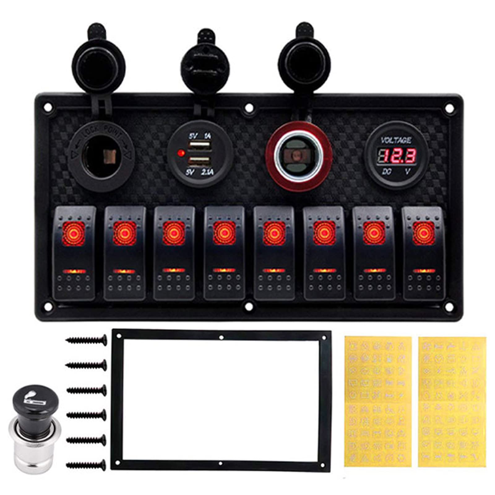 Snapklik.com : KAOLALI 8 Gang Rocker Switch Panel 12V 24V Waterproof ...
