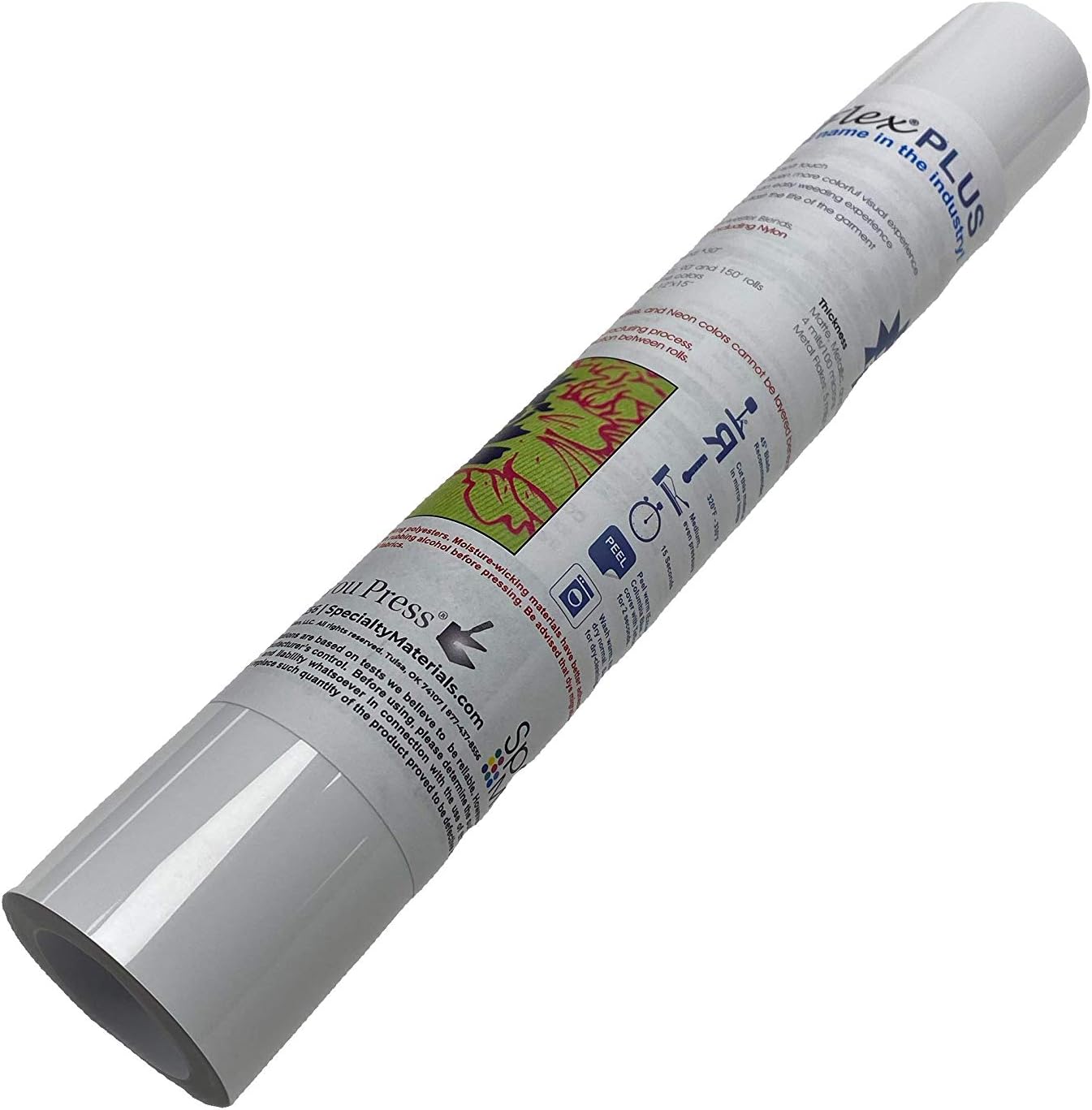 Amazon.com: ThermoFlex Plus White 12" x 15ft Iron on Heat Transfer ...