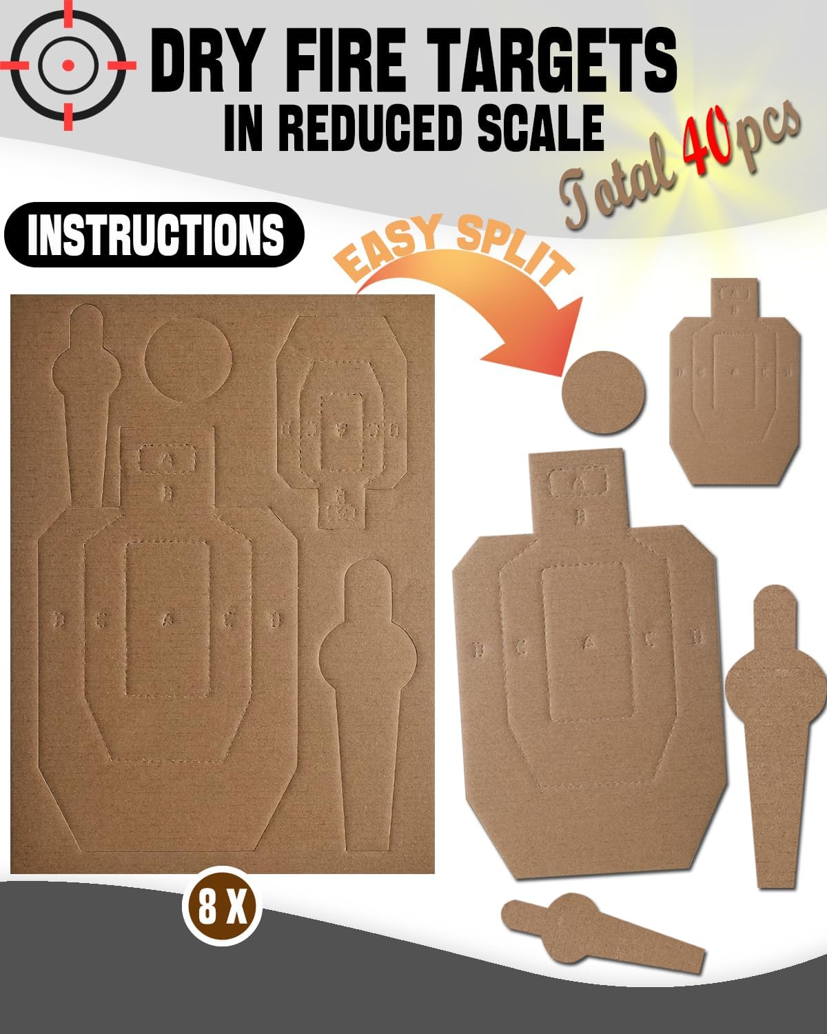Snapklik.com : Zivosely 8 Set 40 Pcs Dry Fire Targets Cardboards In ...