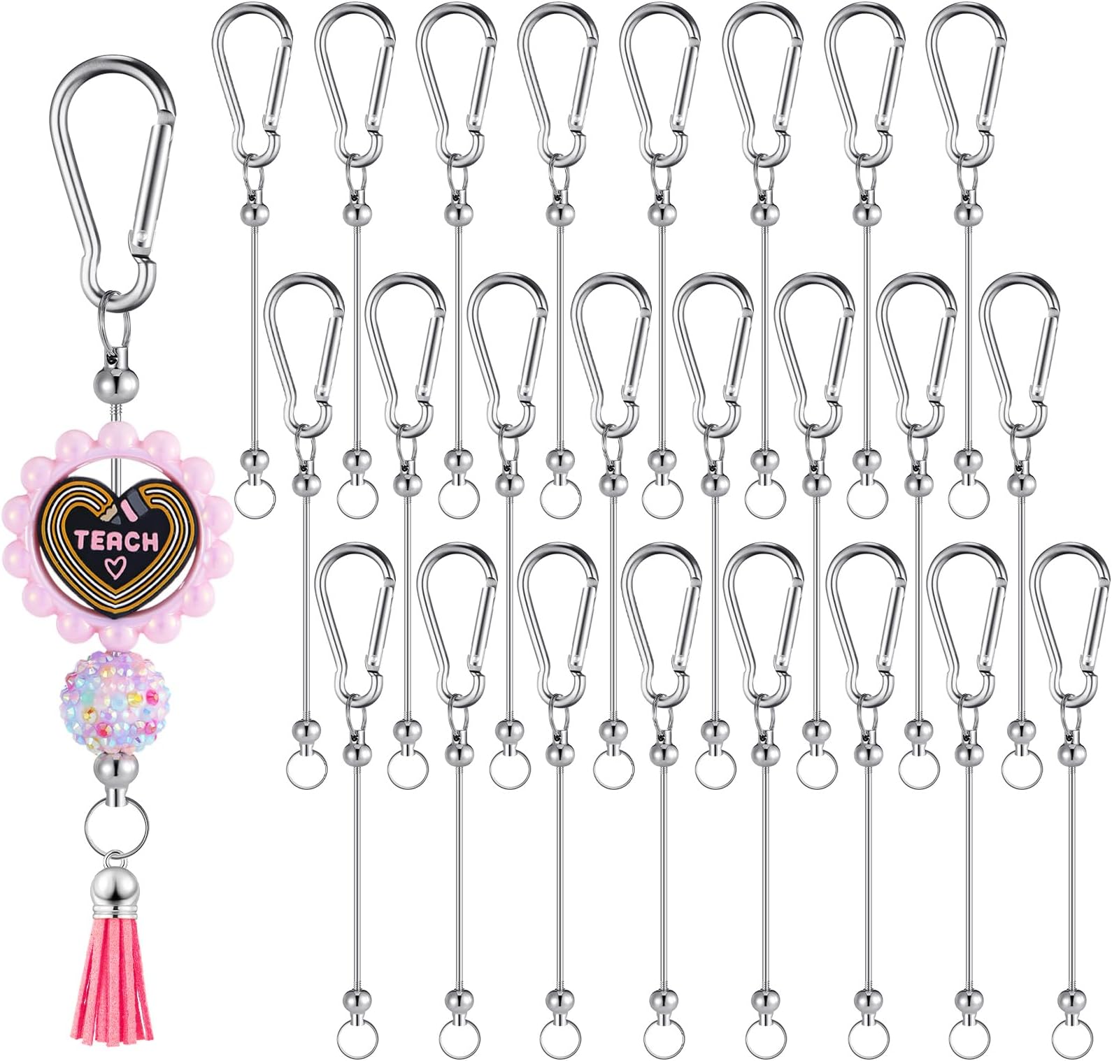 Amazon.com: 20 Pcs Beadable Keychain Bar Bulk, 3mm Big Hole, Blank ...