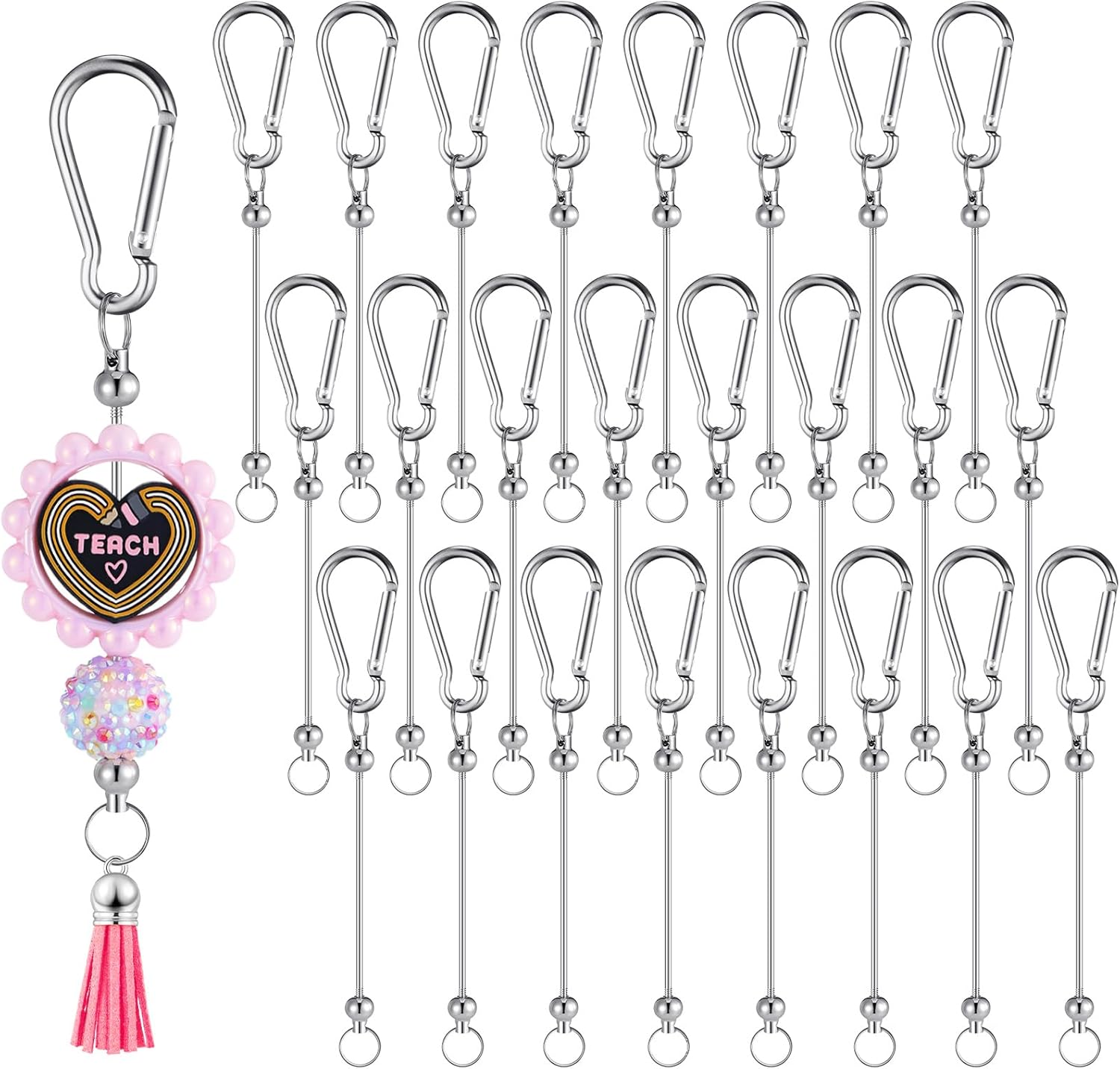 Amazon.com: Dunzoom 12 Pieces Beadable Keychain Bars Bulk DIY Bead ...