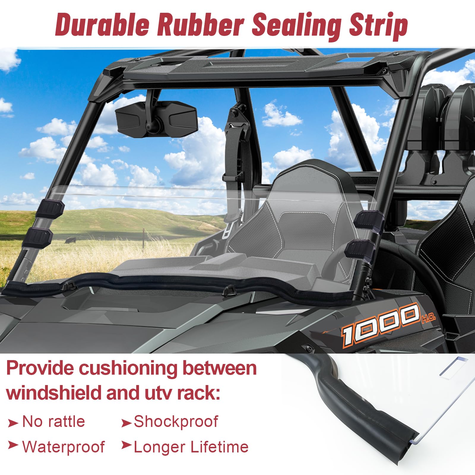 StarknightMT RZR XP 1000 Windshield, Scratch-Resistant RZR Half ...