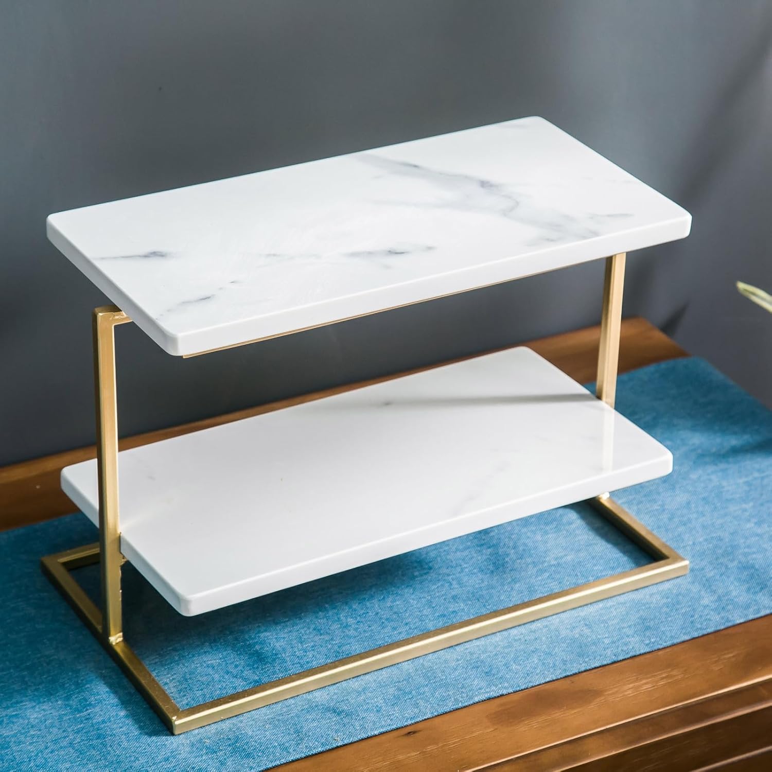 Amazon.com | ACICS Desserts Rack,White Marble with Metal Bracket Cake ...