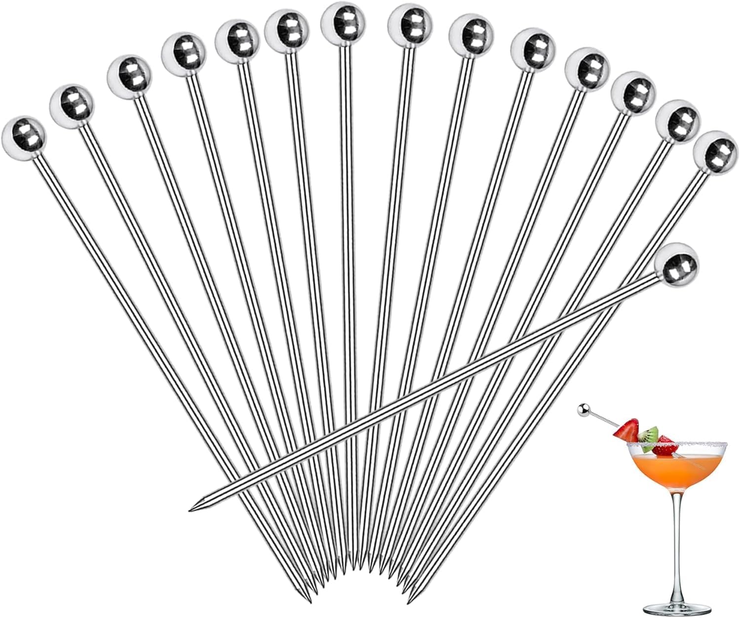 Amazon.com | 20 Pieces Stainless Steel Cocktail Picks Appetizer Pick ...