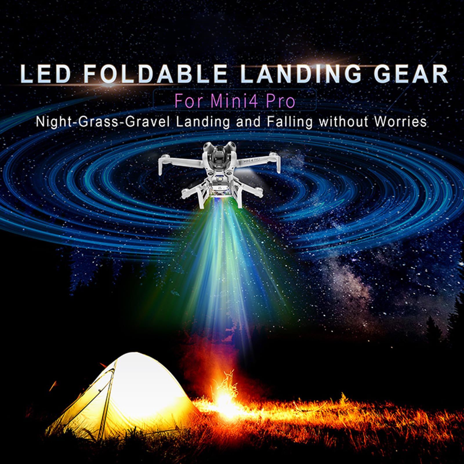 LICHIFIT Foldable Landing Gear with Flash LED Lights for DJI Mini4 Pro ...
