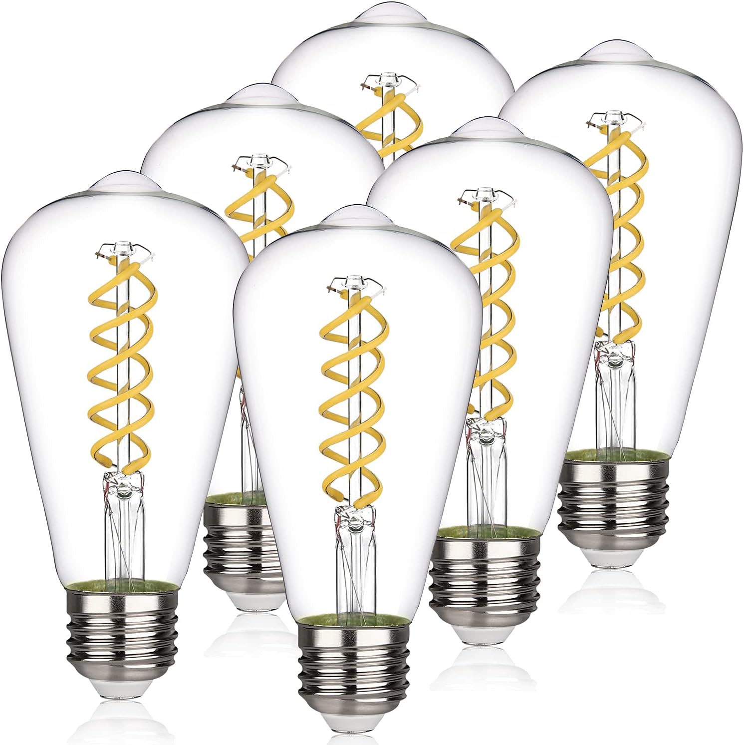 RuiAoTD E26 Base Spiral LED Bulb, Soft White 2700K, ST58/ST19 Antique ...
