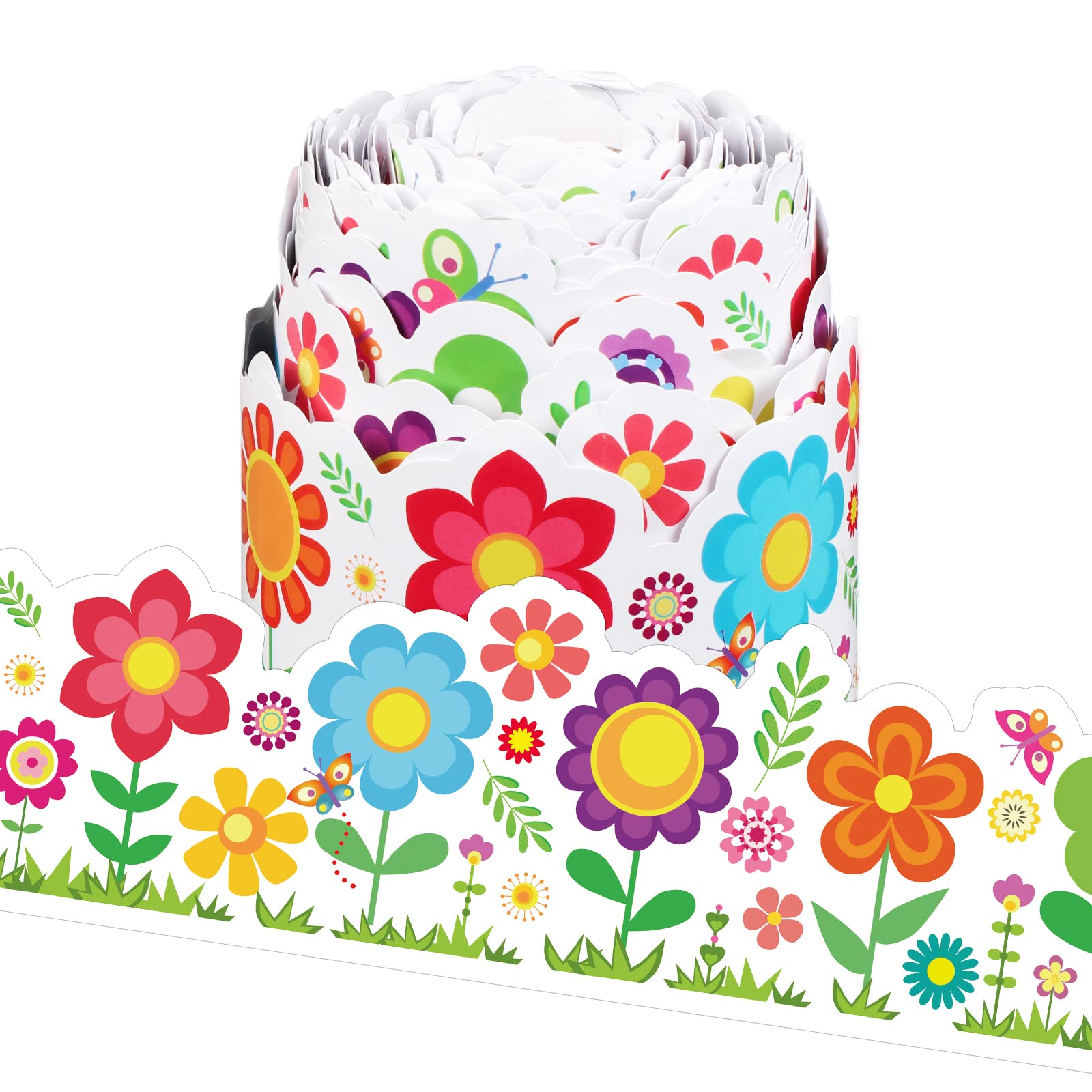 Spring Flowers And Butterflies Border Floral Border Parchment Floral