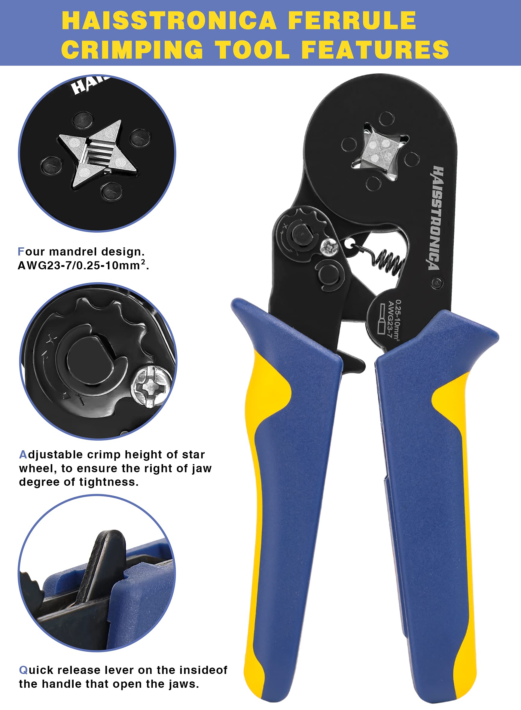 Buy Haisstronica Ferrule Crimping Tool,Self-Adjusting Hexagonal Wire ...