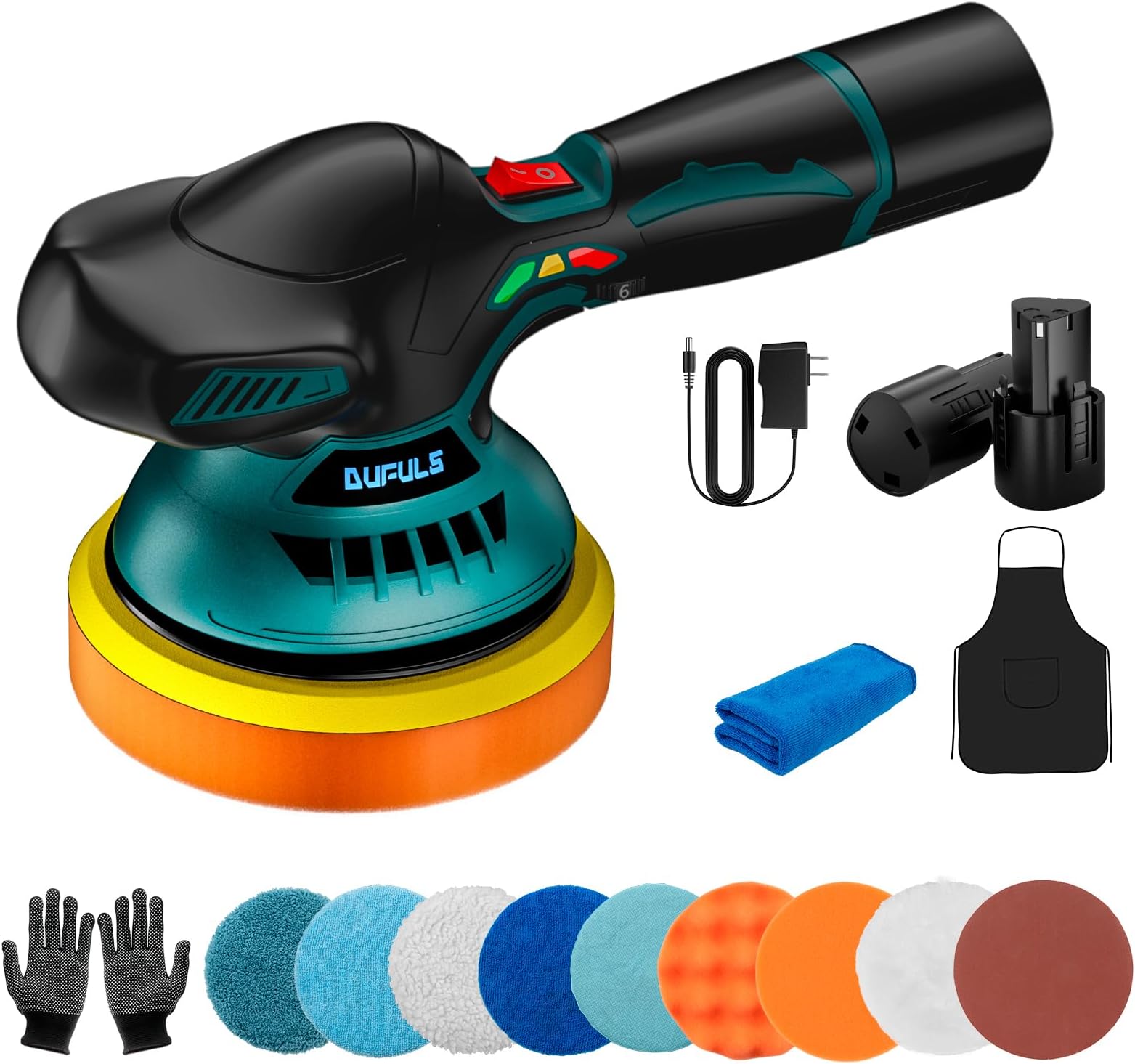 Amazon.com: Dufuls Cordless Car Buffer Polisher with 2PC 2000mAh ...