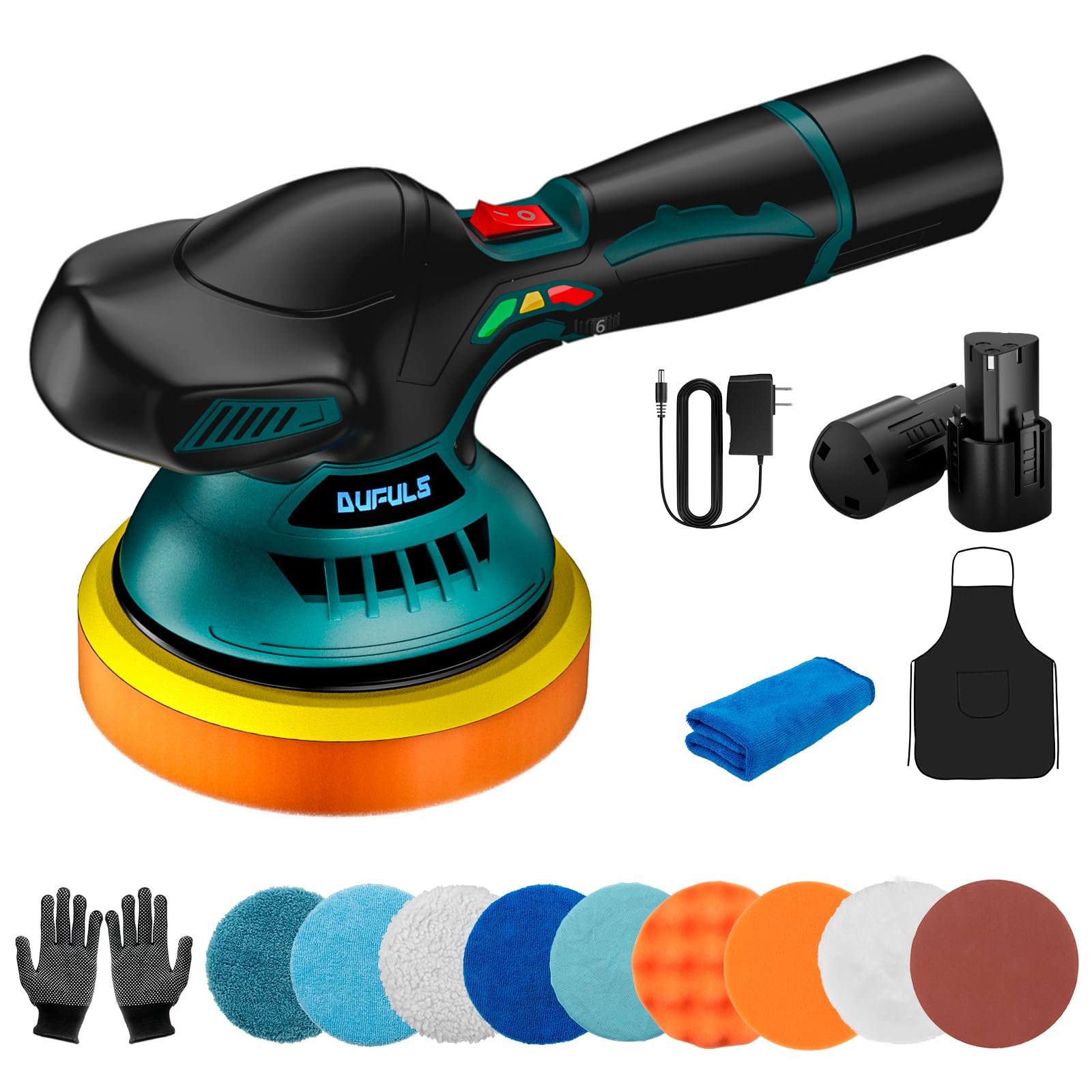 Amazon.com: Dufuls Cordless Car Buffer Polisher with 2PC 2000mAh ...