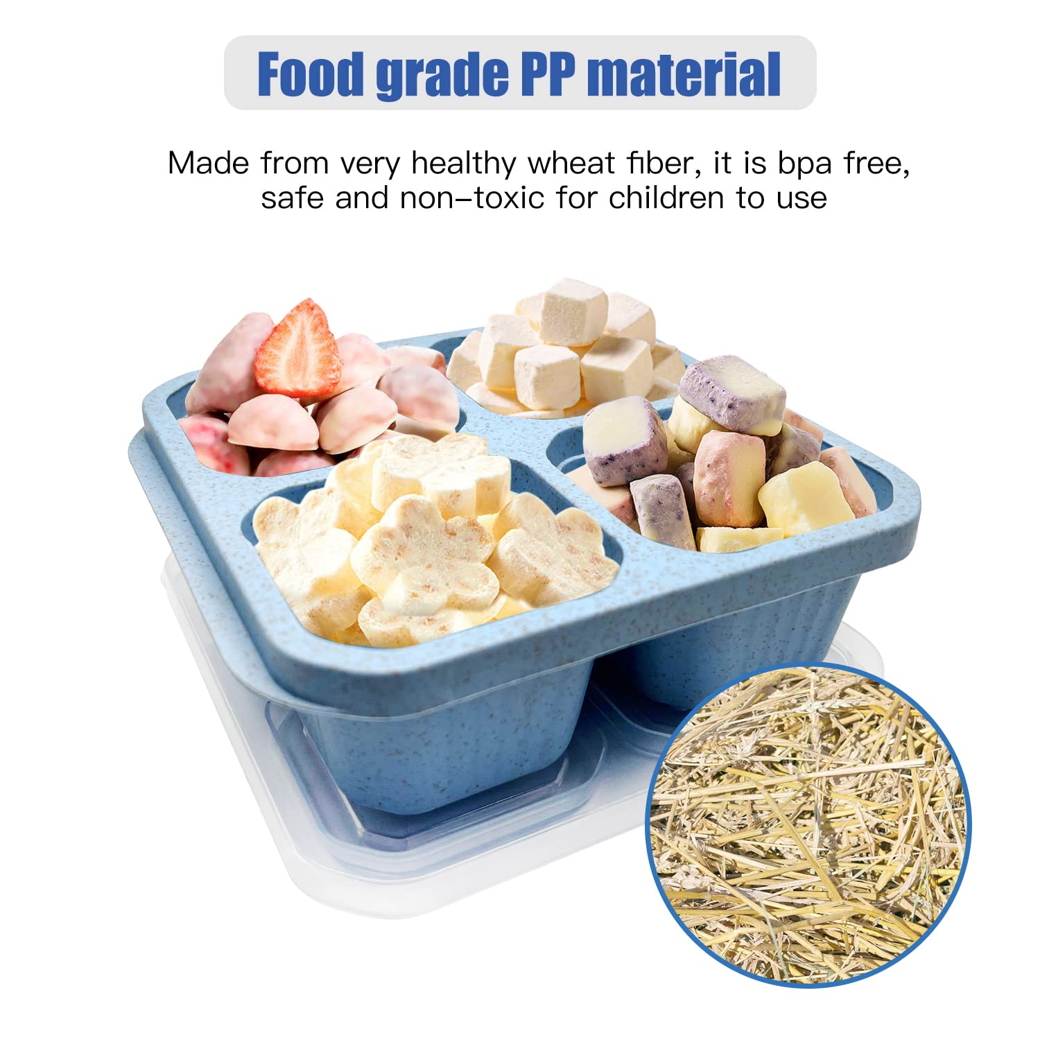 Snapklik.com : 4 Pack Snack Containers, 4 Compartment Bento Snack Box ...