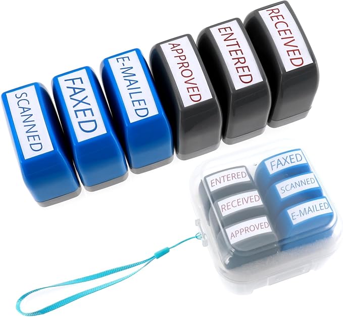 Self Inking Stamp Set 6 Pack - Red & Royal Blue Ink for Business ...