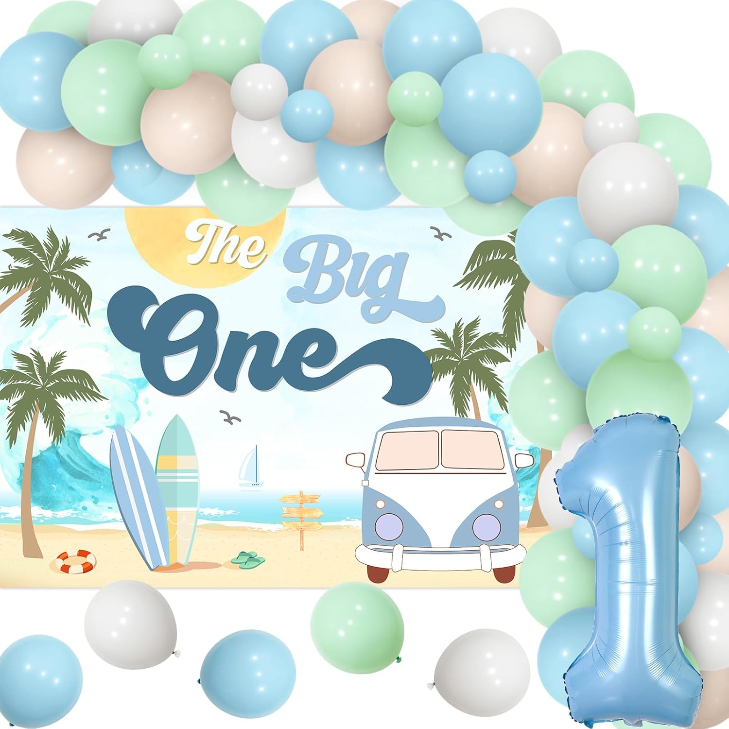 Amazon.com: kreat4joy The Big One Surf Birthday Decorations, Surf 1st ...