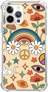 Amazon.com: Oubliert Retro 70s Rainbow Flowers Mushroom Case Compatible with iPhone 14 Pro Max ...