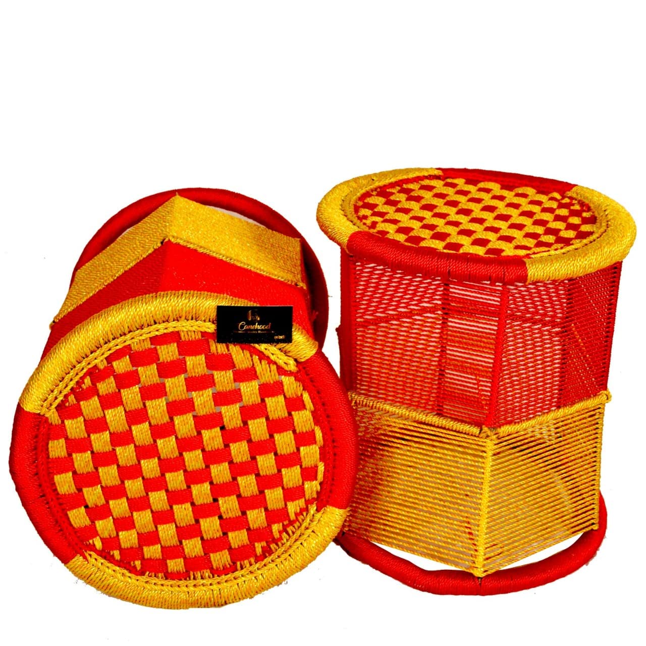 CANEHOOD Handcrafted Mudda Chair | Multicolour Mudda Sitting Chair for ...