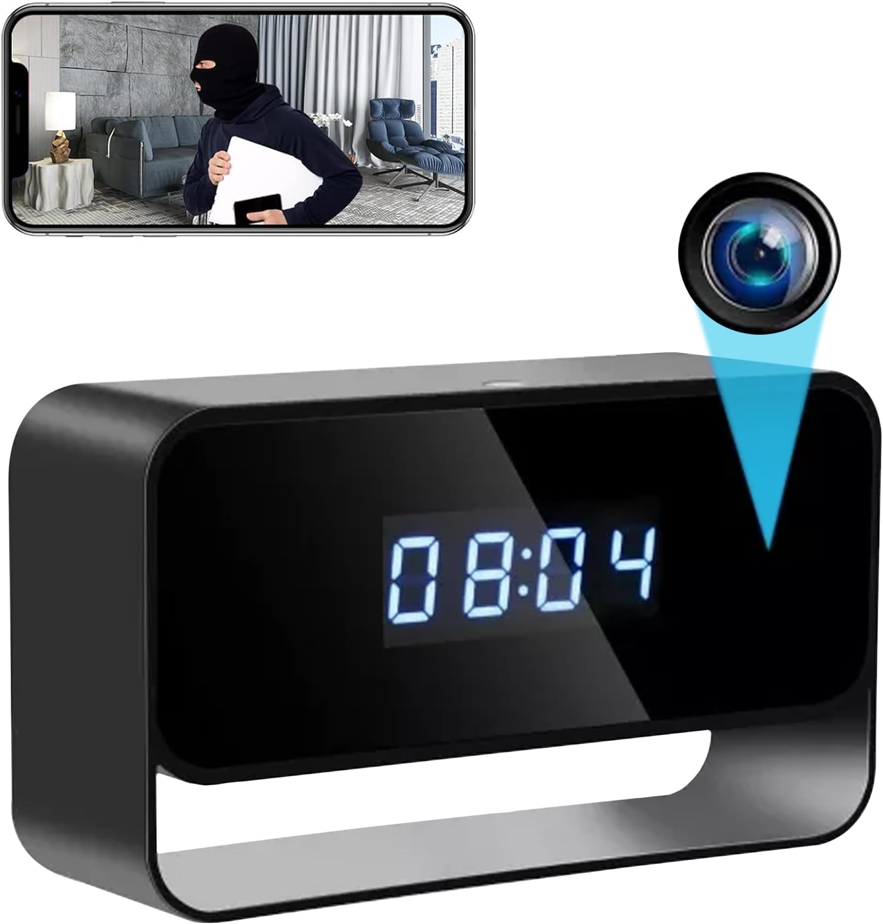 Zingle Spy Camera Clock with audio WiFi FREE SD card Hidden Wireless HD ...