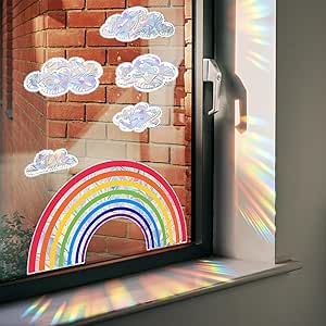 Amazon.com: Suplanet 6 Pcs Rainbow and Clouds Window Clings, Large ...