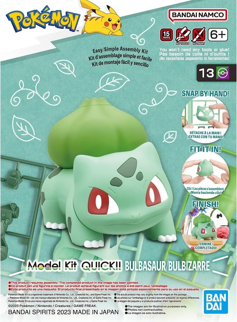 Bandai - Pokémon Model kit - Buildable Action Figure 8 cm - Bulbasar ...