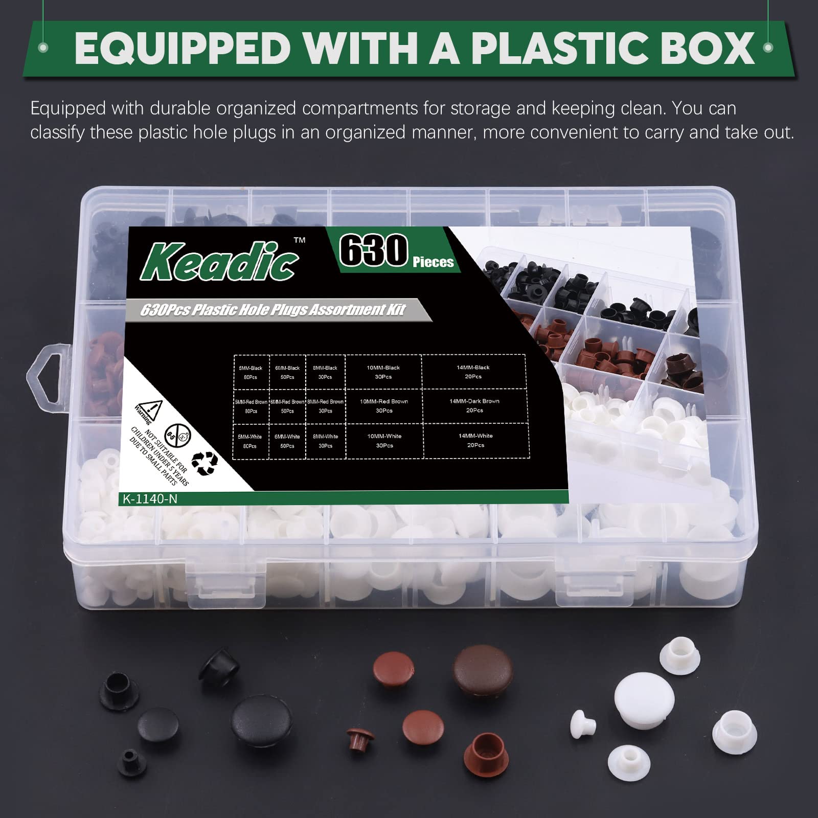 Snapklik.com : 630 Pcs 5 Sizes Plastic Plugs Hole Assortment Set 5/6/8 ...