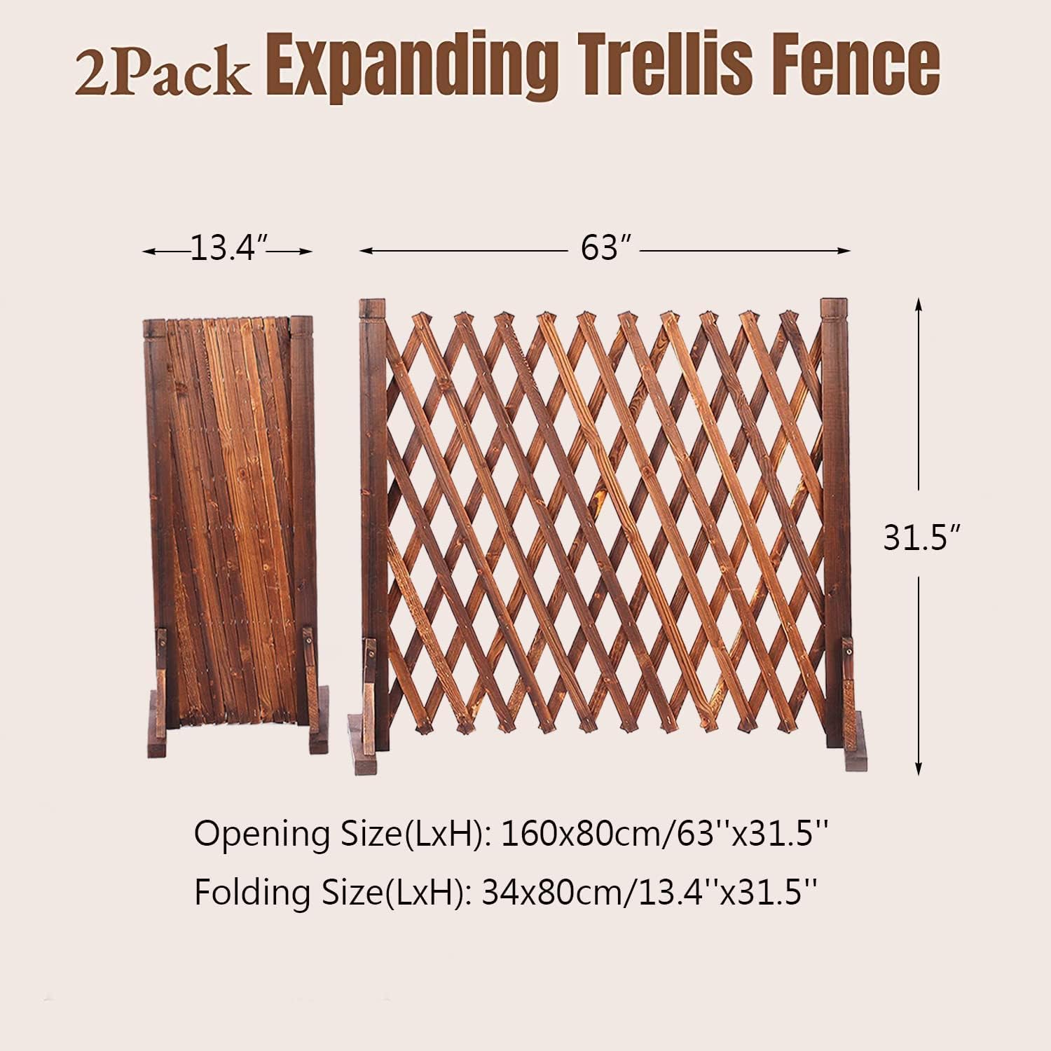 Snapklik.com : 2 Pack Retractable Wooden Fence Extendable Instant Fence ...