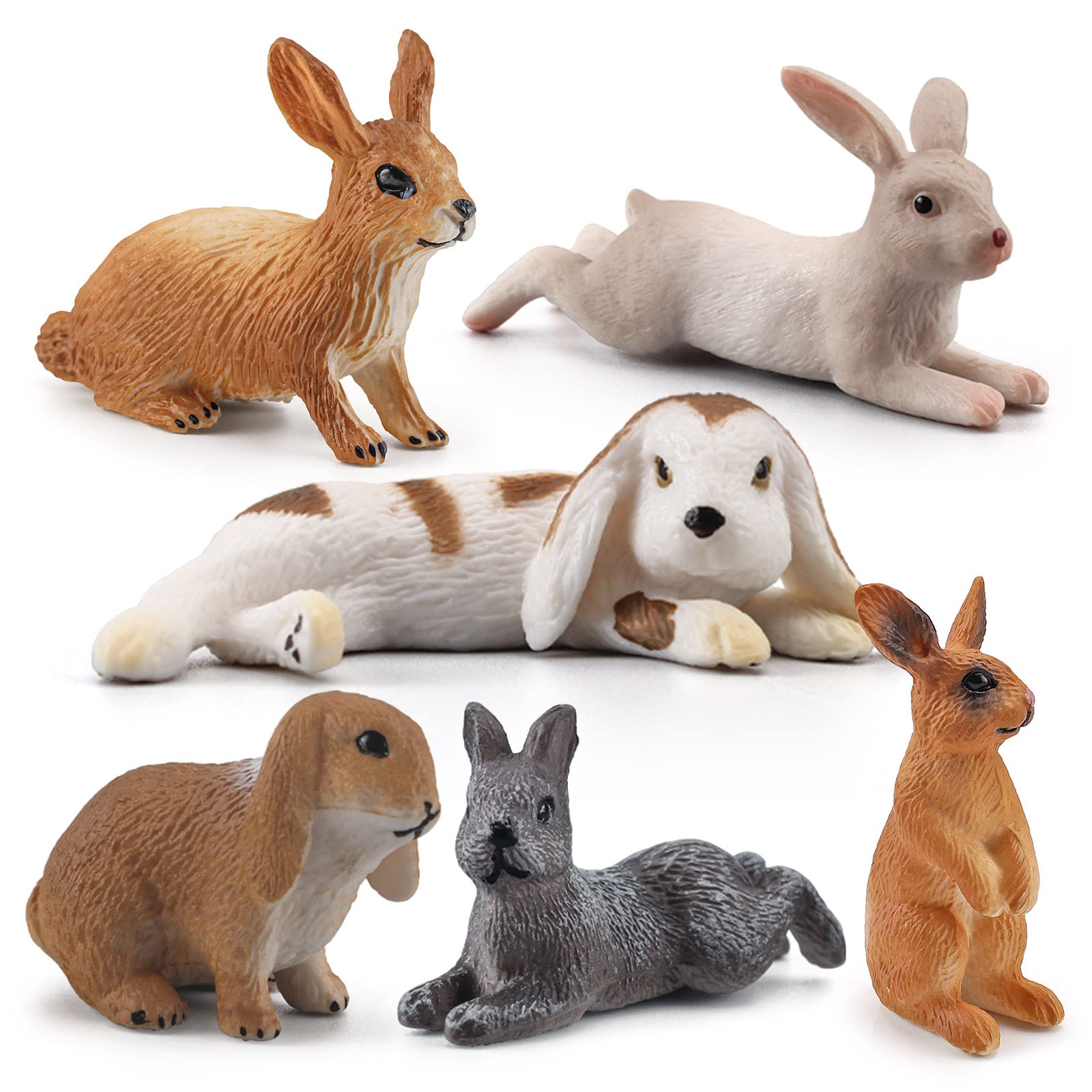 Amazon.com: LC JoyCre Bunny Figurine 6PCS Bunny Toys for Kids Cake ...