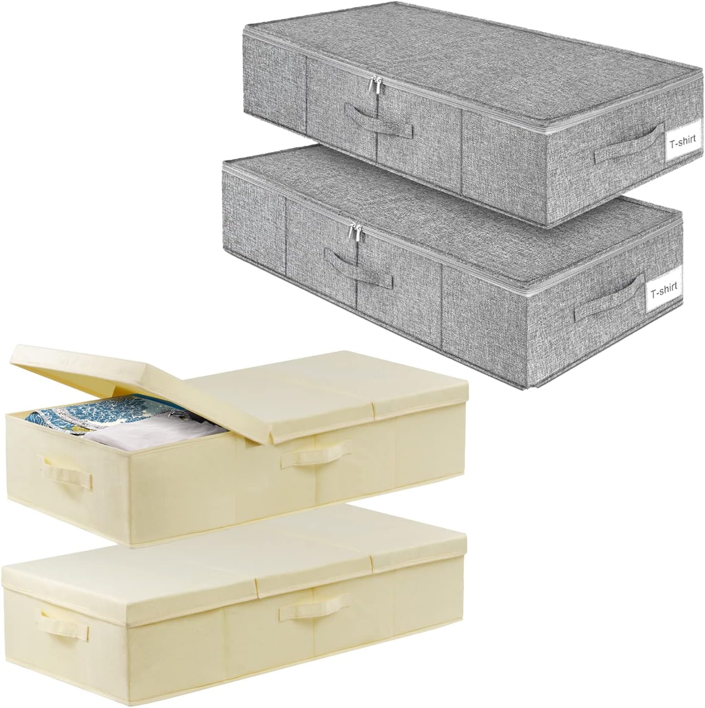 Amazon.com: punemi Under Bed Storage, 4 Pack Underbed Storage Container ...