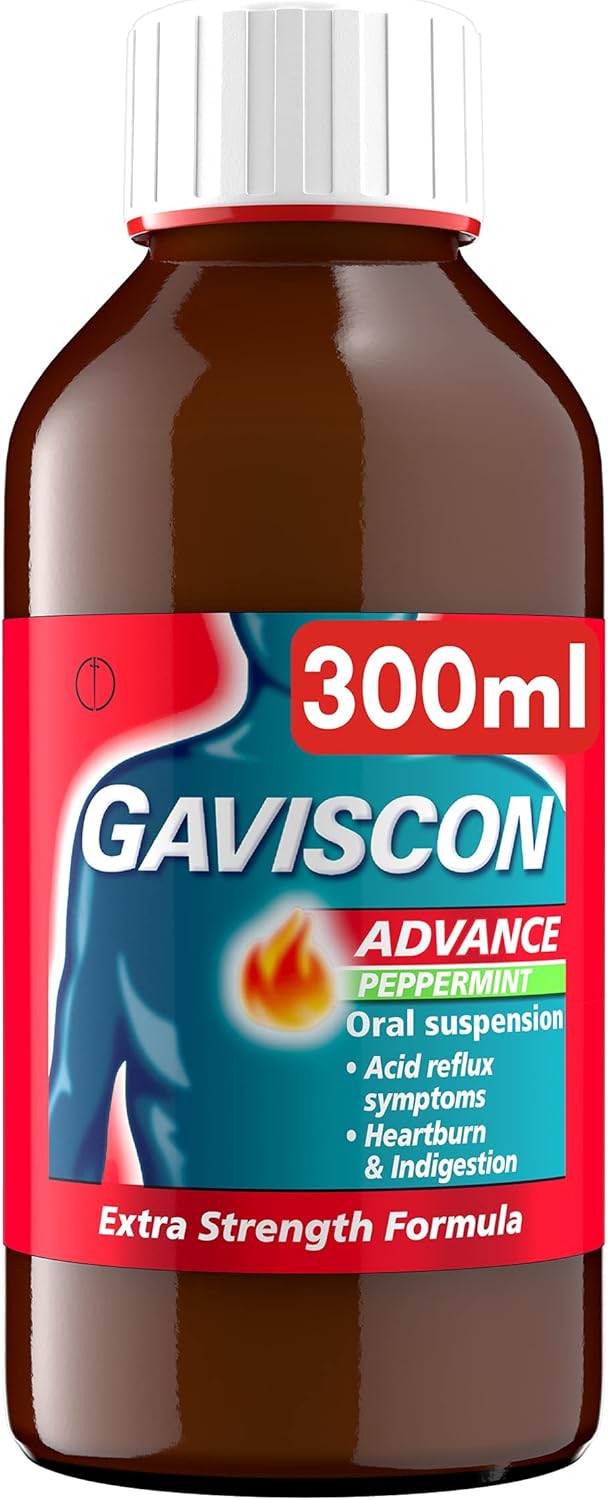 Gaviscon Advance Liquid, Peppermint, 300ml, Heartburn Relief, Stomach ...