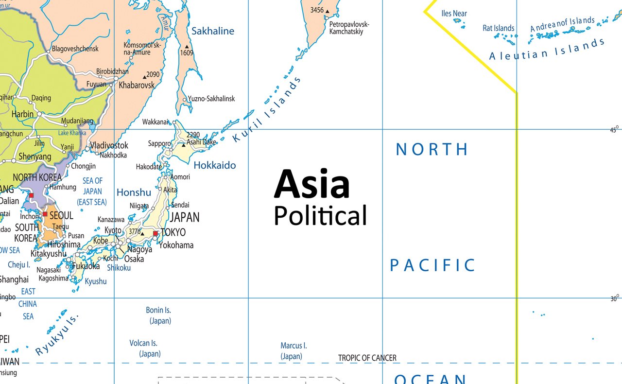 Tiger Moon Large A1 Asia Political Map for Hanging on Wall/Displaying ...