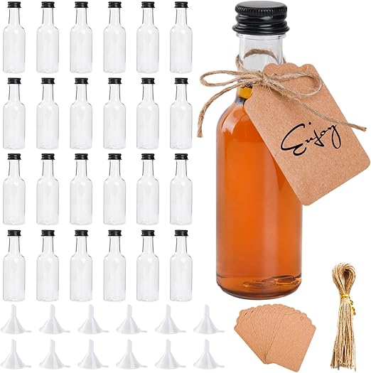 24 Pack Mini Liquor Bottles with Lids, Shot Bottles, Small Plastic ...