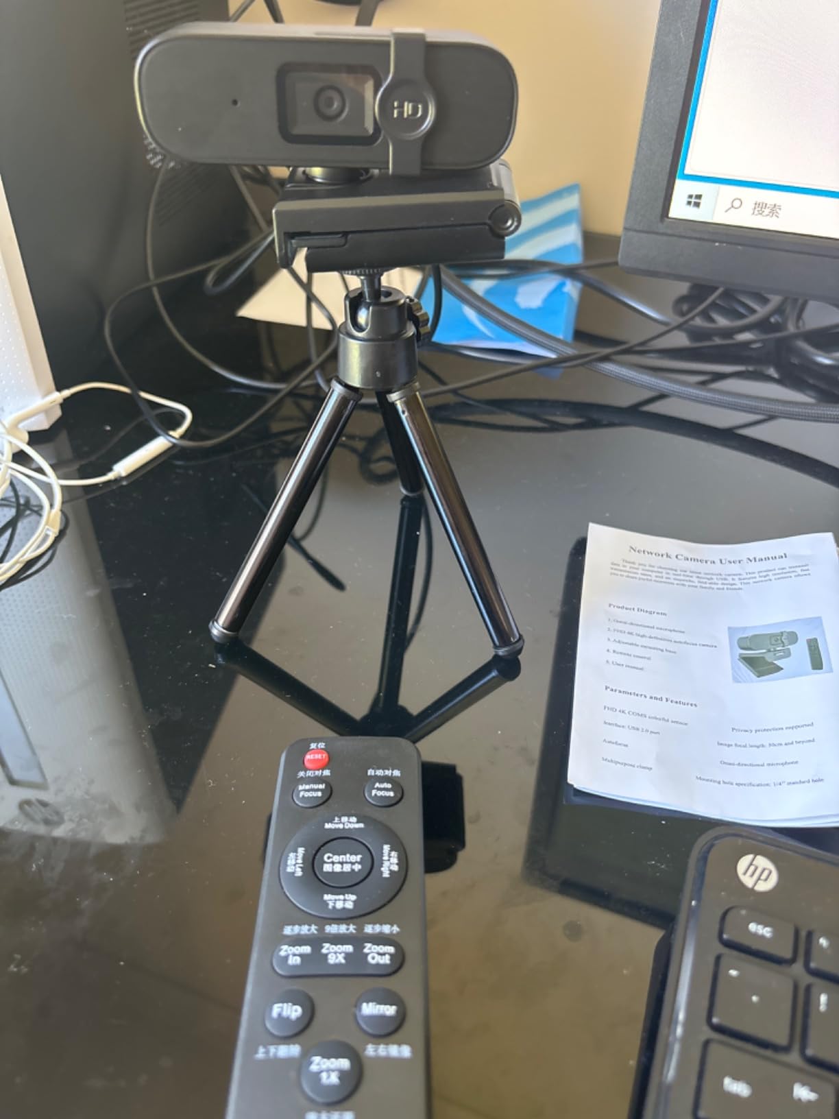 Nolansend 4K Webcam for PC, Auto-zoom,with remote control,Privacy Cover ...