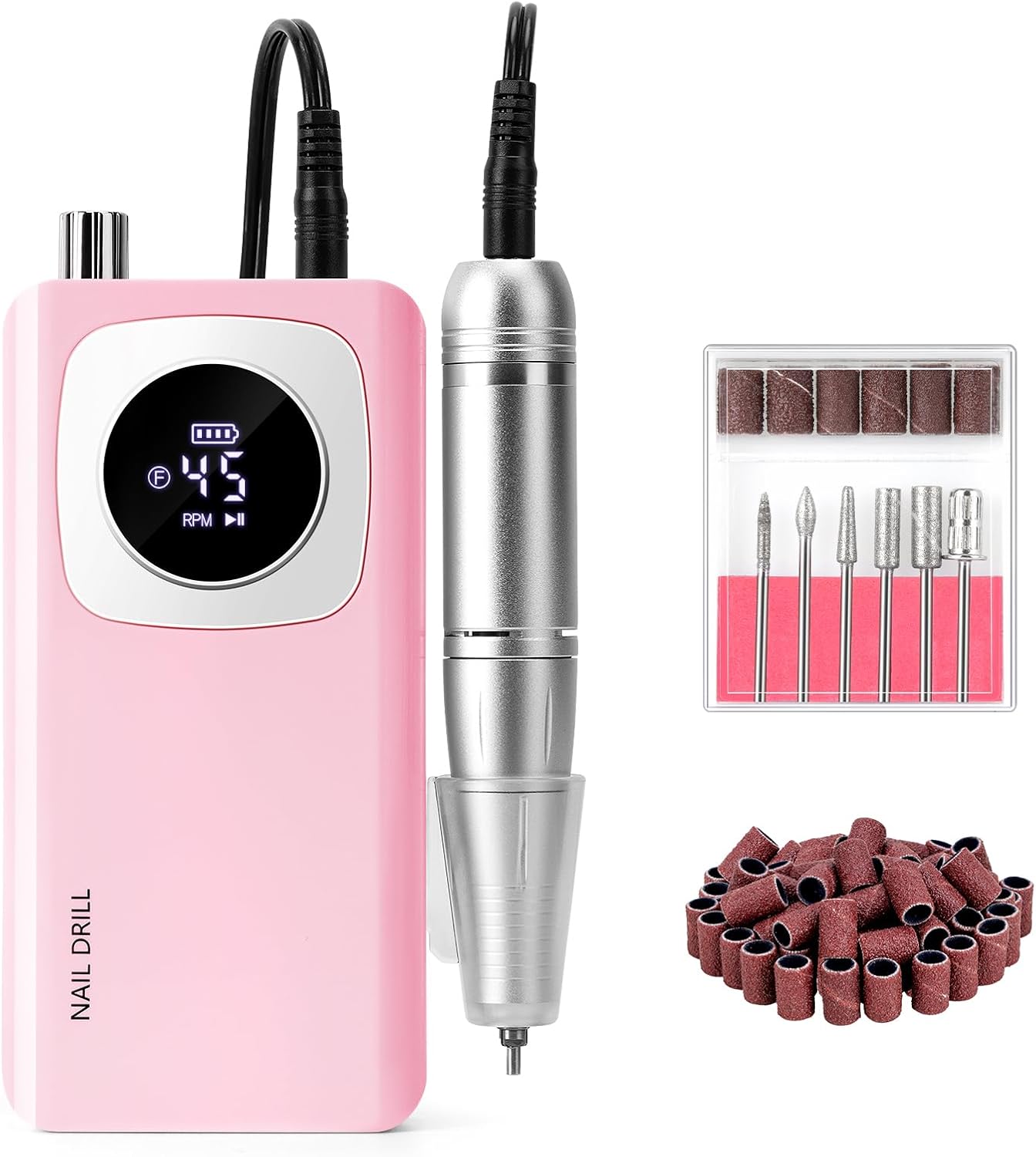 Rechargeable Electric Nail File Professional: Madenia 45000RPM Portable ...