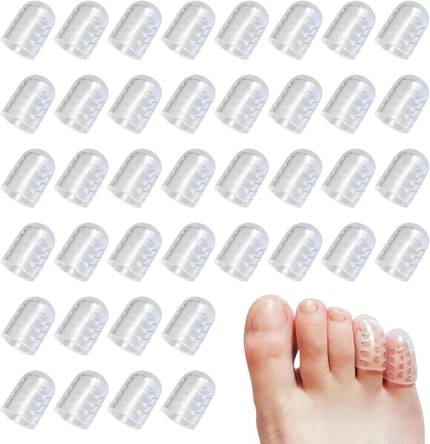 INBOLM Silicone Toe Protector,40PCS Clear Toe Cover Breathable Gel Toe ...
