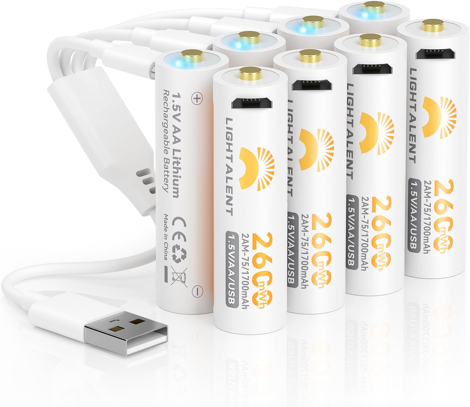 Amazon.com: Lightalent Rechargeable AA Batteries, 2600mWh High Capacity ...