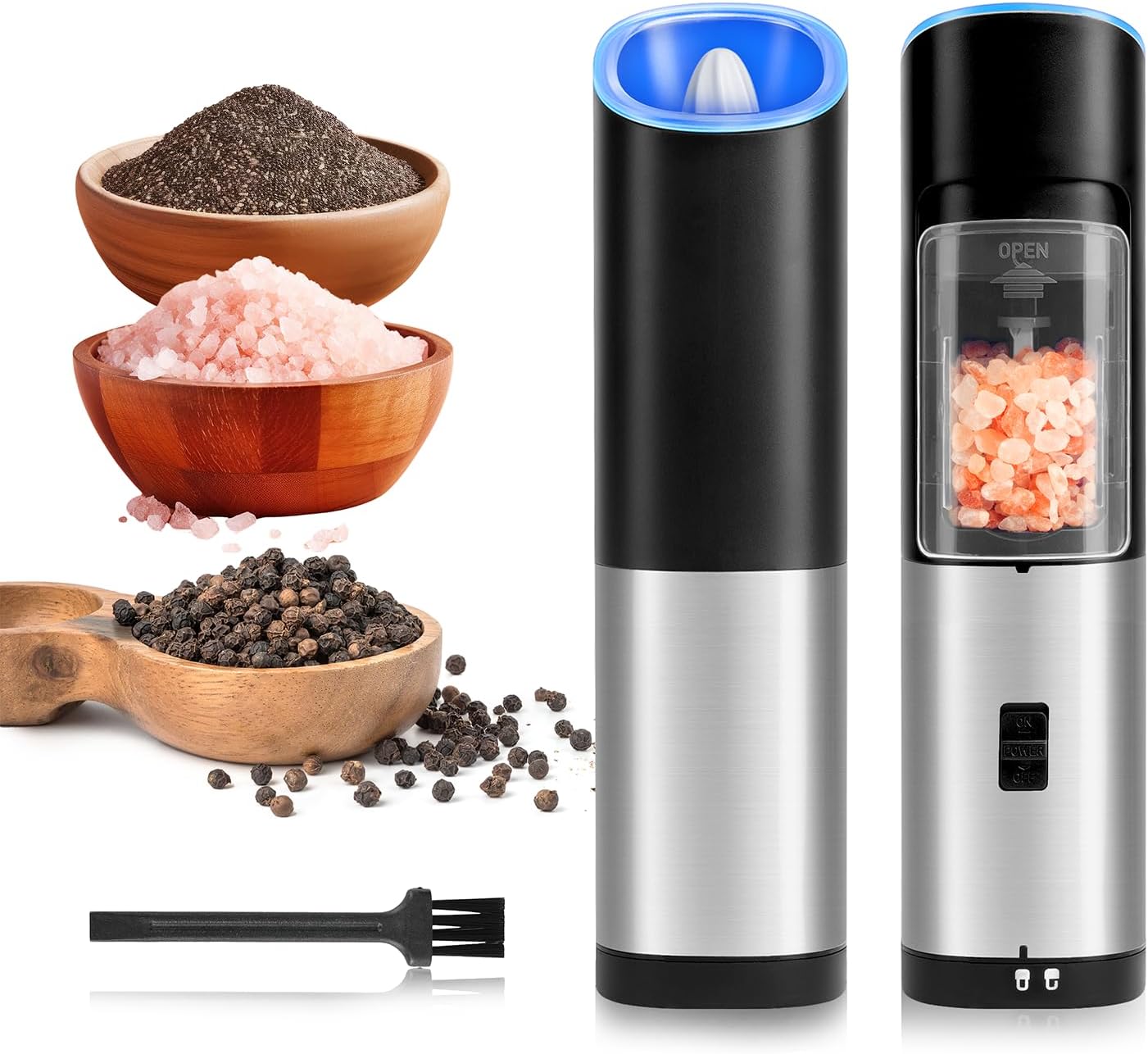 Amazon.com: Gravity Electric Salt and Pepper Grinder Set (2 Pack) with ...