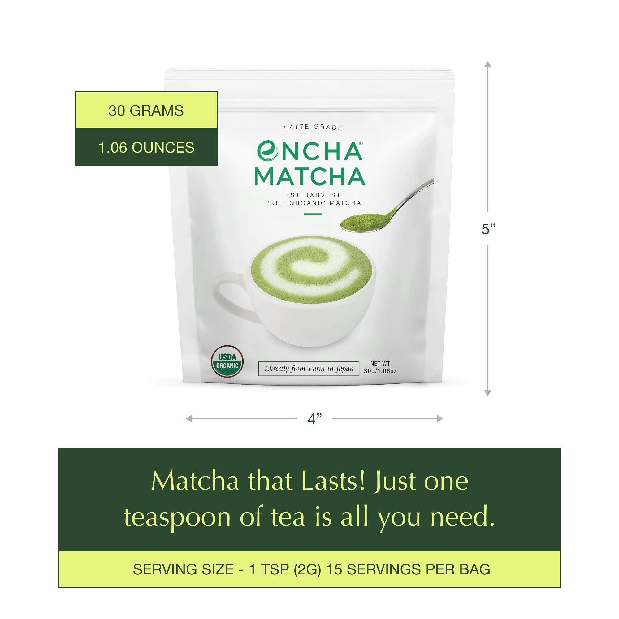 Encha Latte Grade First Harvest Organic Matcha Green Tea Powder, From ...