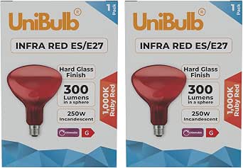 Unibulb Infra-Red Heater Lamp E27 (ES) 300 Lumens, 250W Heat Lamp Light ...